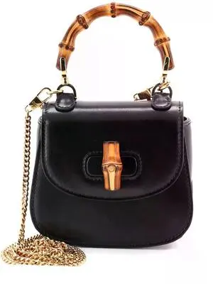 Gucci Bamboo 1947 Top Handle Super Mini Crossbody Bag - Black