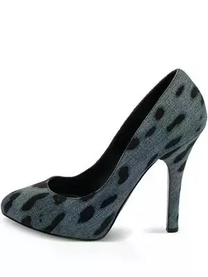 Dolce & Gabbana Leopard Print Denim Pumps