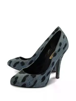 Dolce & Gabbana Leopard Print Denim Pumps