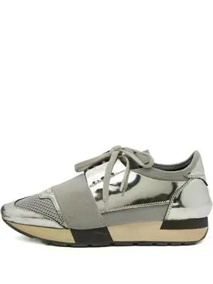 Balenciaga Metallic Leather Sneakers - Silver