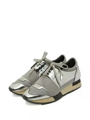 Balenciaga Metallic Leather Sneakers - Silver