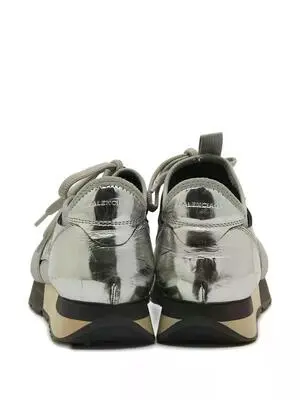Balenciaga Metallic Leather Sneakers - Silver