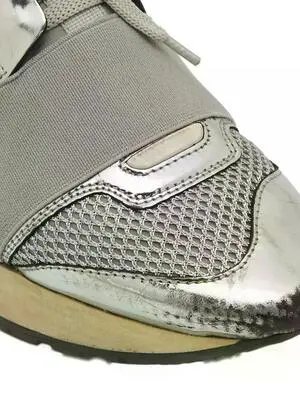 Balenciaga Metallic Leather Sneakers - Silver