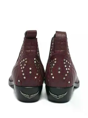 Zadig&Voltaire Studded Leather Boots - Red