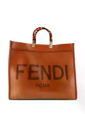 Fendi Sunshine Shopper Leather Large Tote Bag - Brown
