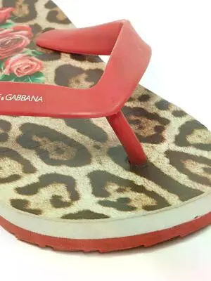 Dolce & Gabbana Leopard-print Flip Flops - Red