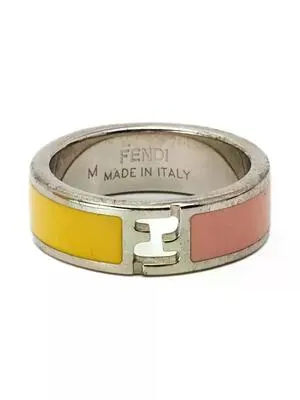 Fendi Ring With Logo Detail - Silver