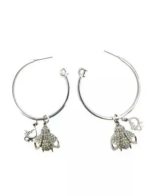 Dior 2000s Logo Hoop Earrings - Silver