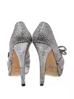 Fendi Embellished Bow Peep-toe Pumps