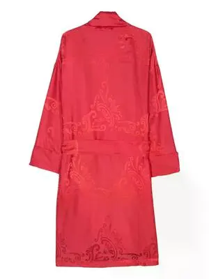 Versace 1980s Logo-jacquard Belted Coat