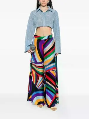 Emilio Pucci Iride Print Silk Trousers - Blue