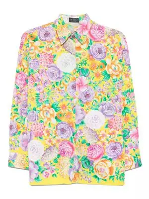 Versace 1990s Floral-print Shirt - Yellow