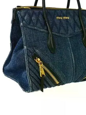 Miu Miu 2010s Quilted Denim Biker Handbag