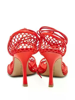Bottega Veneta 95mm Netted Lace-up Pumps - Red