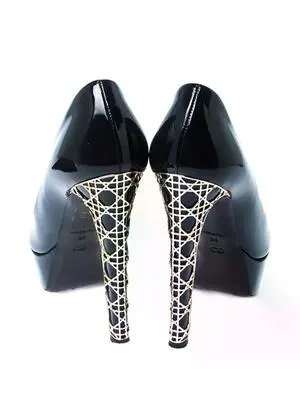 Dior Patent Leather Peep Toe Platform High Heel Pumps
