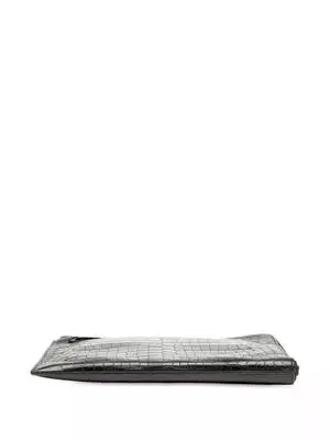 Saint Laurent 2017 Croc Embossed Leather Clutch Bag