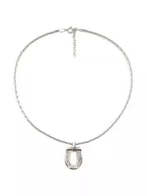 Dior 1980s Horseshoe Pendant Necklace - Silver