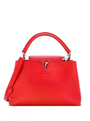 LOUIS VUITTON Capucines Bag Leather Pm Satchel - Red