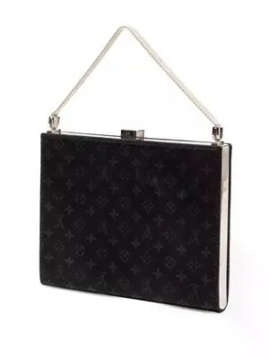 LOUIS VUITTON 2001 Monogram Satin Ange Pm Handbag - Black
