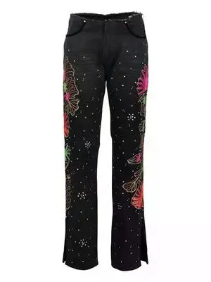 VOYAGE ET CIE Embroidered Rhinestone Jeans