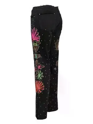 VOYAGE ET CIE Embroidered Rhinestone Jeans