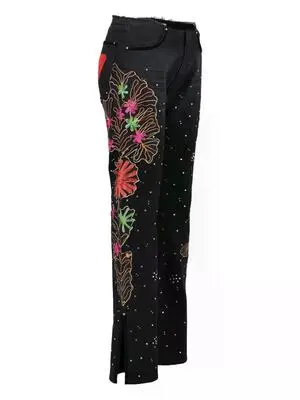 VOYAGE ET CIE Embroidered Rhinestone Jeans