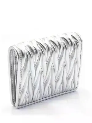 Miu Miu 2010-2025 Metallic Matelasse Wallet Small Wallets - Silver