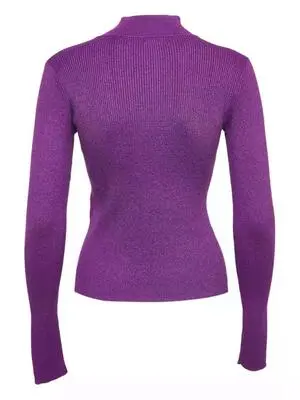 Nbd Lurex Ribbed Mock Neck Long Sleeve Top