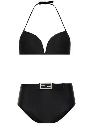 Fendi 2000s Ff Logo Plaque Bikini Set - Black