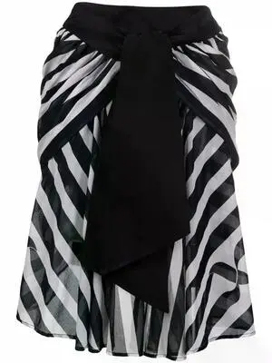 Saint Laurent 1988 Asymmetric Stripe-print Skirt - Black