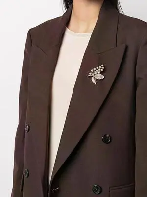 SUSAN CAPLAN 1960s Pearl-embellished Leaf Brooch