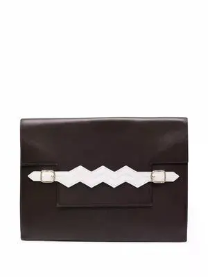 Hermès 1984 Appliqué Hand Strap Clutch - Brown