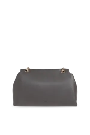 Furla Shoulder Bag In Full-grain Leather With Gold-tone Chain - Grey