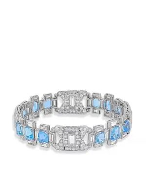 PRAGNELL Platinum Art Deco Aquamarine And Diamond Bracelet - Silver