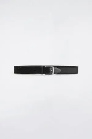 Cos Leather-trimmed Webbing Belt - Black
