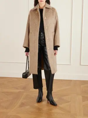 JOSEPH Alger Brushed Wool And Mohair-blend Coat - Neutrals