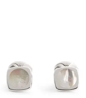 DEAKIN & FRANCIS Sterling Silver And Mother-of-pearl Cushion Cufflinks - White
