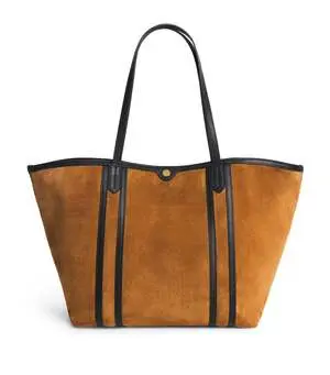 Harrods Suede Leather-trim Tote Bag