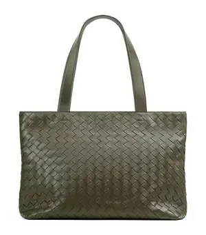 Bottega Veneta Small Leather Intrecciato Zipped Tote - Green