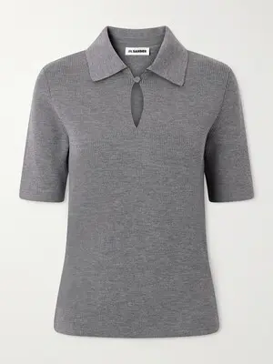 JIL SANDER Ribbed Wool Polo Shirt