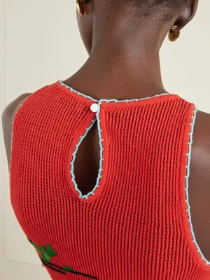Staud Marea Embroidered Open-knit Mini Dress