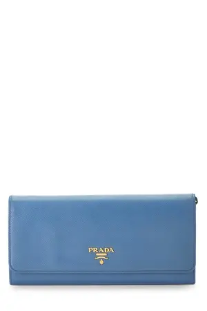 Prada Saffiano Wallet On Chain - Blue