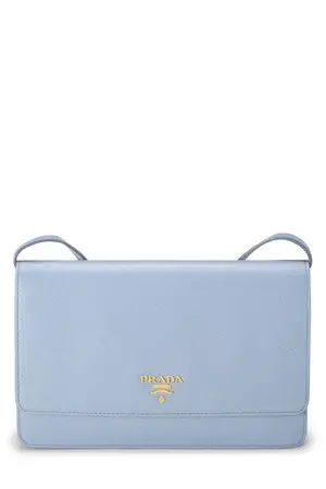 Prada Saffiano Wallet On Chain - Blue