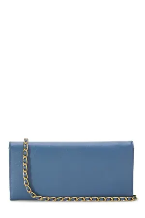 Prada Saffiano Wallet On Chain - Blue