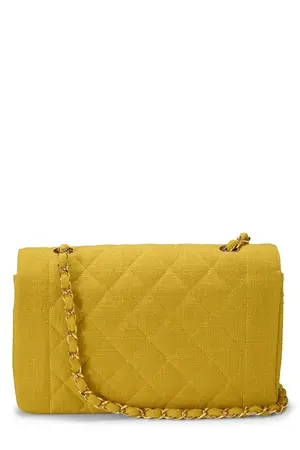 Chanel Quilted Linen Classic Flap Bag - Yellow