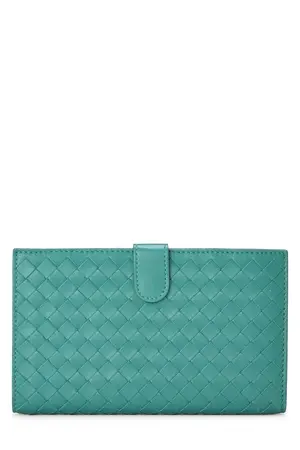 Bottega Veneta Intrecciato Compact Zip Wallet - Green