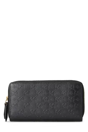Gucci Embossed Bee Zip Around Wallet - Black