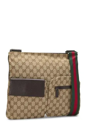 Gucci Original Gg Canvas Web Double Pocket Messenger - Beige