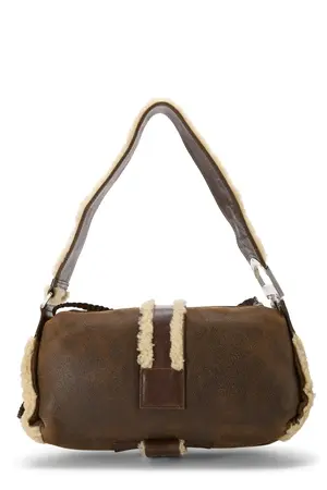 Dior Shearling "remove Before Flight" Shoulder Bag - Brown