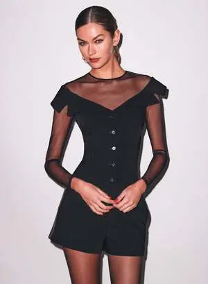 FLEUR DU MAL Cold Shoulder Tailored Bodysuit